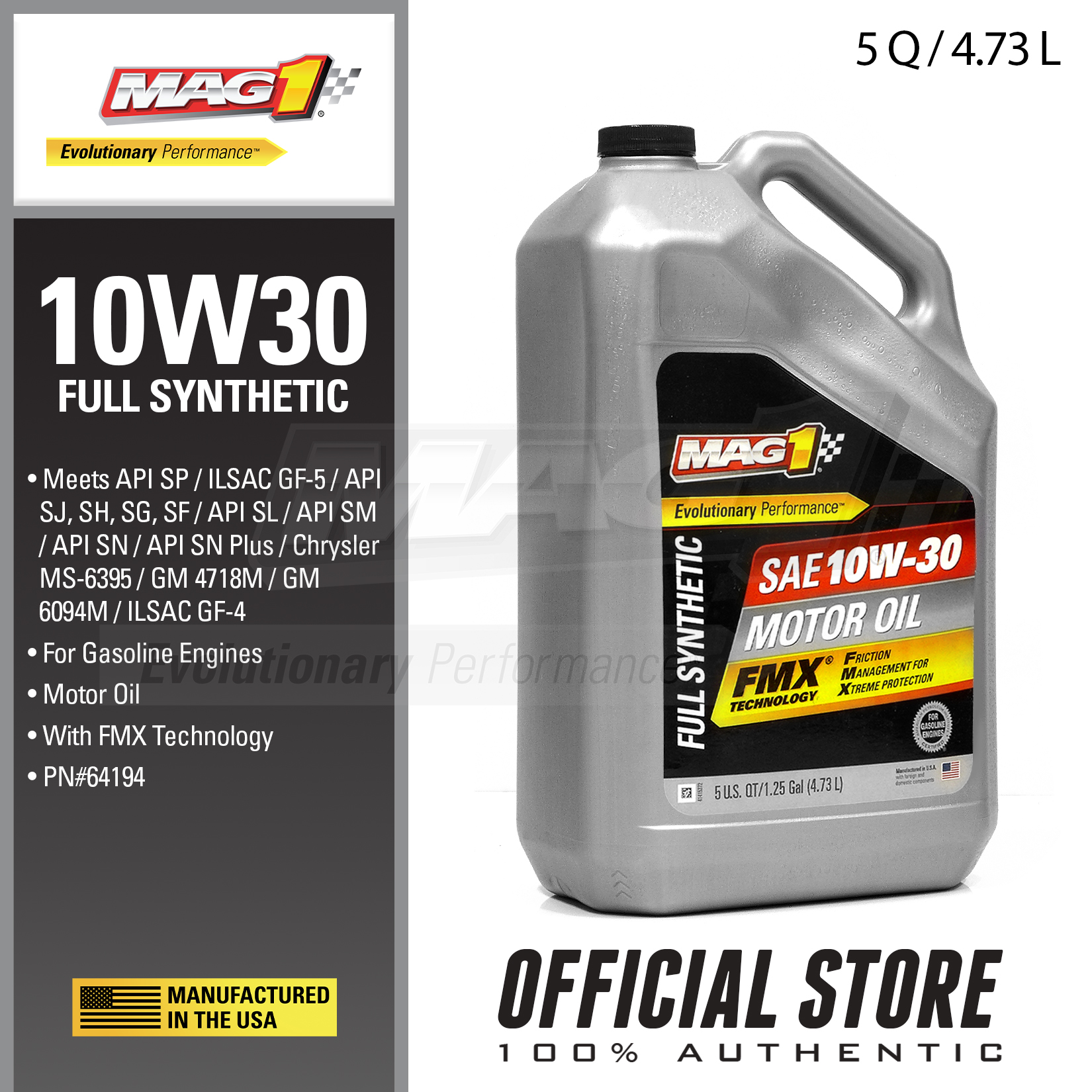 MAG 5W30 Fully Synthetic European Formula Car Engine Oil MAG1 PN#69897/ ...