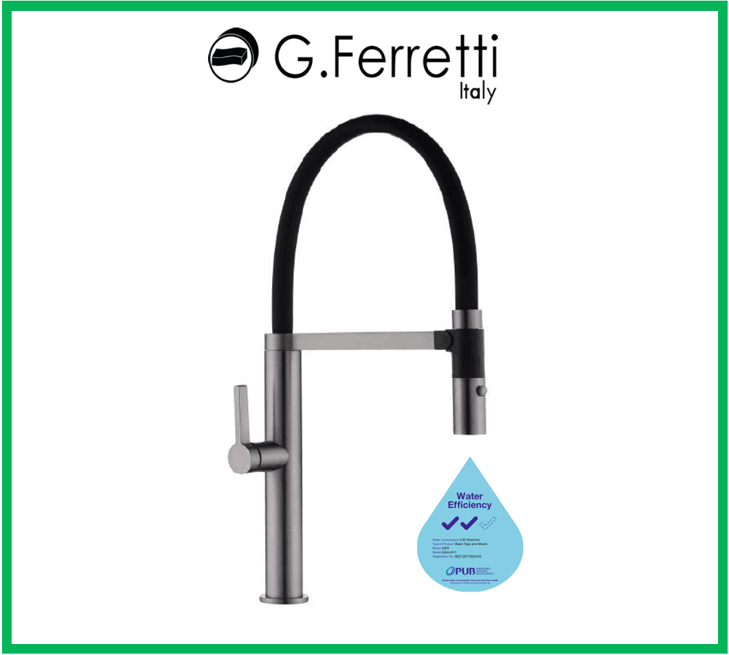 G.Ferretti Kitchen Sink Mixer Pull-out Tap in Gun Metal GF50805 ...