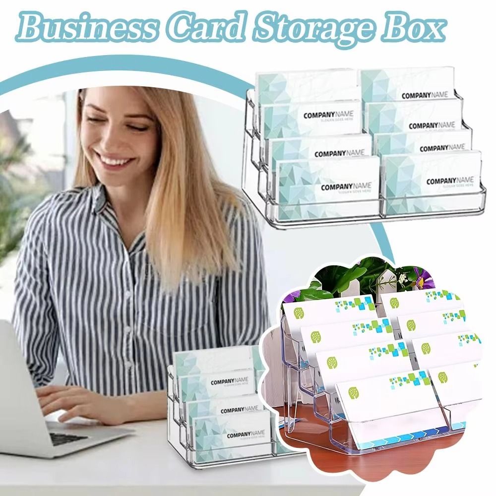 Desk Storage Box Transparent Business Card Box 4 Layers Display Holder ...
