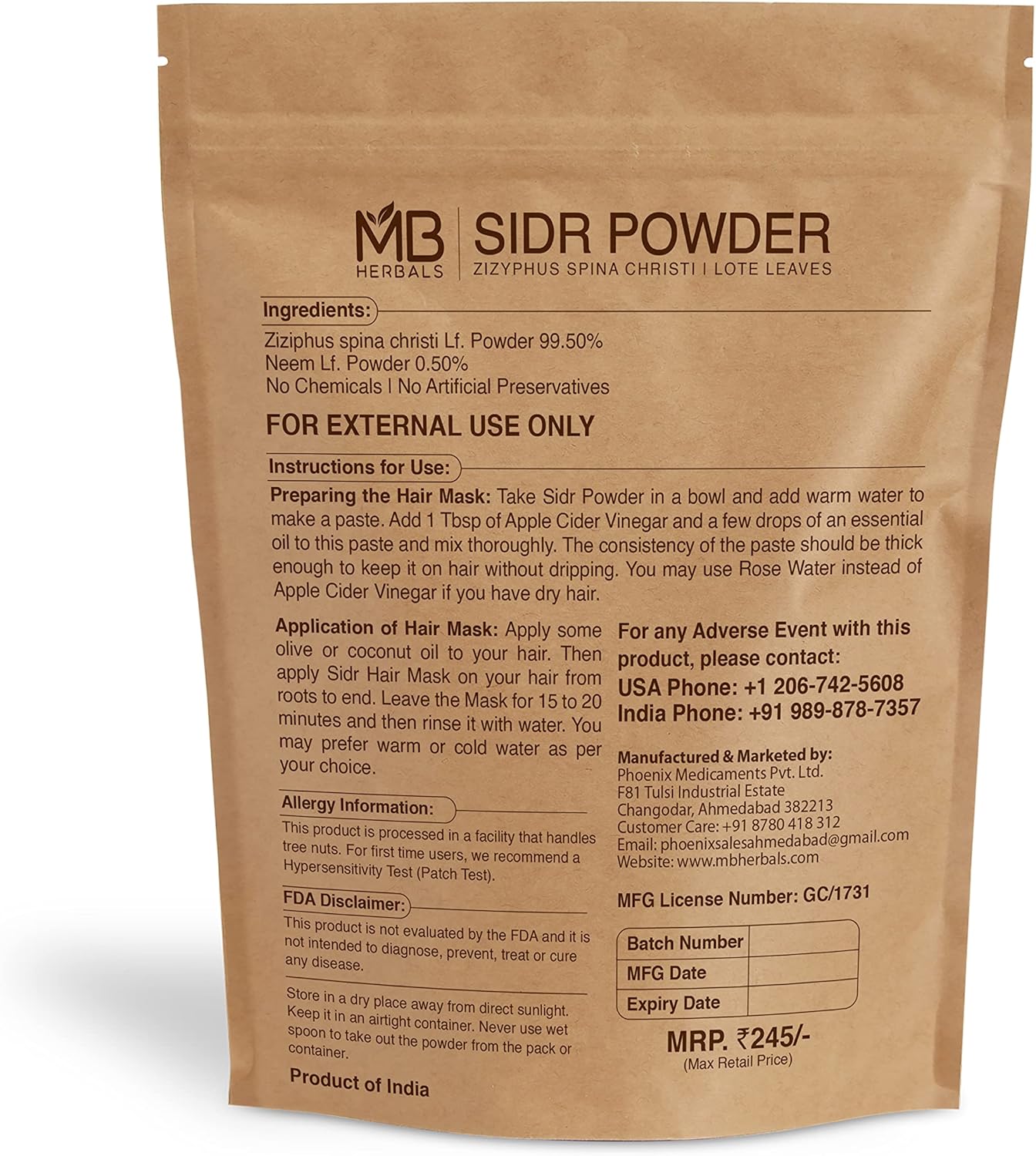 MB Herbals Sidr Powder 8 oz / 0.5 Pound (227 Gram) | WildCrafted ...