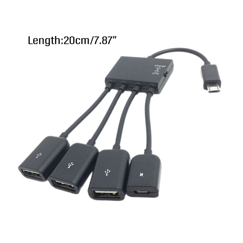 4 Port MicroUSB TypeC OTG Power Extenders Hub Cable Black For Tablets ...