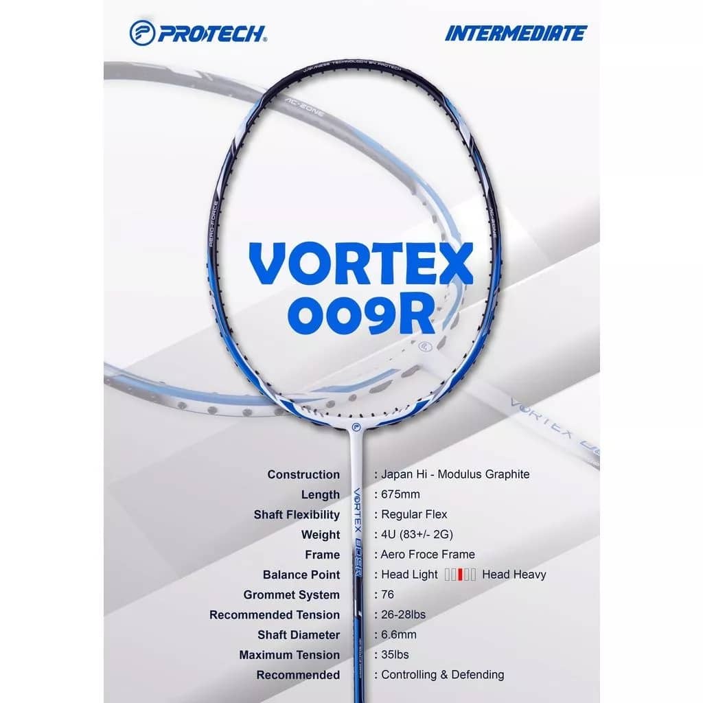 PROTECH Badminton Racket - Vortex 006R/007R/008R/009R (MAX 35LBS) (FREE ...