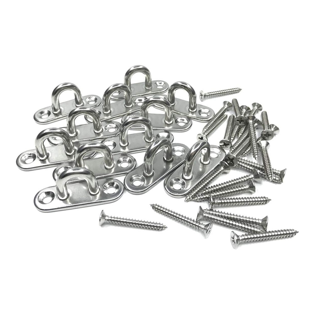 12 Pcs Stainless Steel Hook and Loop M5 Pad Eye Plate, Marine Hardware ...