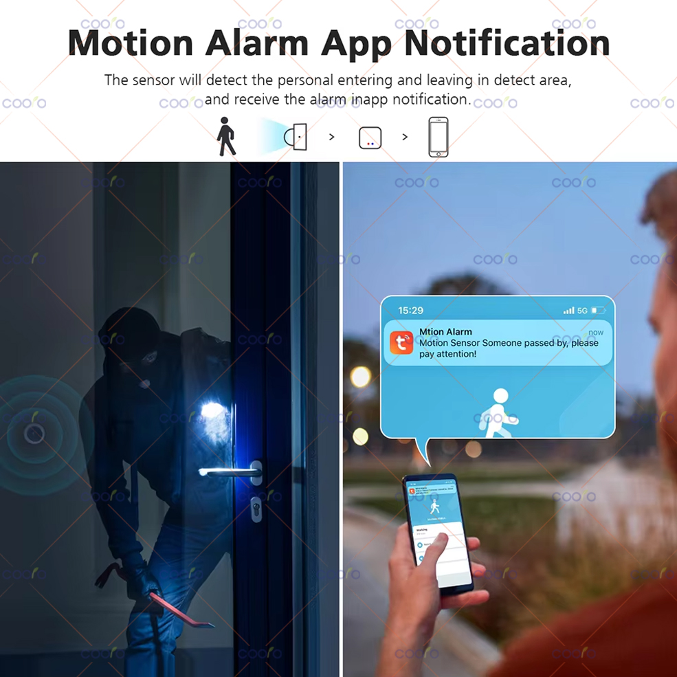 Tuya 2 in 1 Zigbee Mini Motion + Bright Lux Passive Security Burglar ...