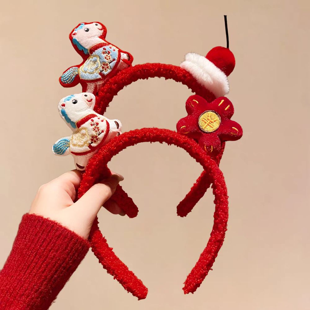 Cute Cartoon Horse Hair Hoop Pony Red New Year Headpiece Mascot Good ...