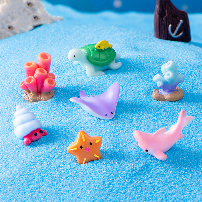 Mini Ocean Figurine Resin Ornaments Cute Marine Life Sea Animals Tiny ...