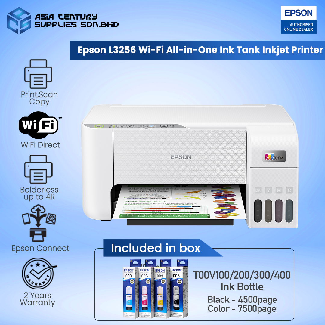 Epson L3250 / L3256 EcoTank Wi-Fi All-in-One A4 Color Refill Ink Tank ...