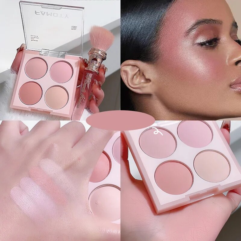 4 Colors Blush Powder Face Makeup Sweet Warm Colors Matte Cheek Powder ...