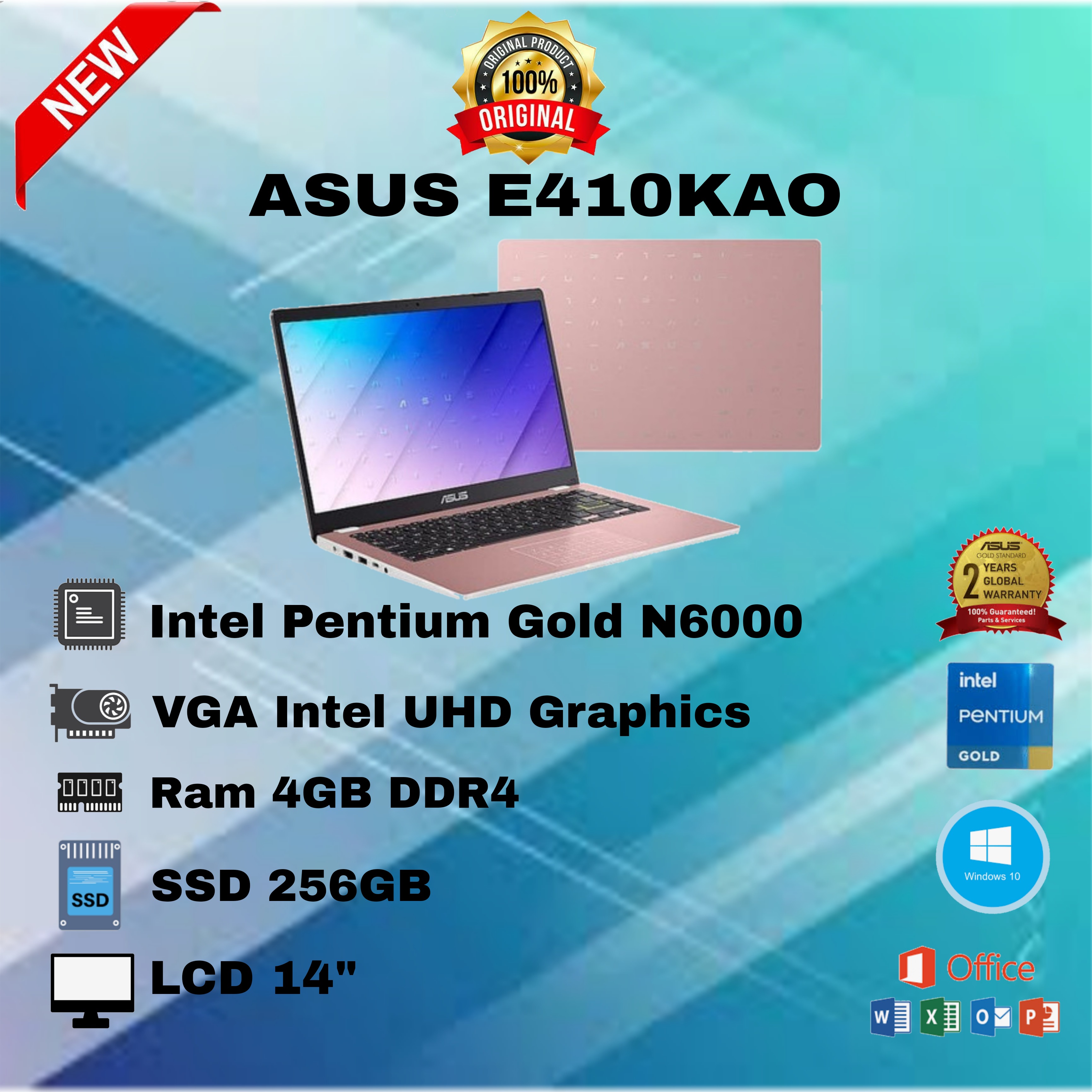 ASUS VIVOBOOK E410KAO - INTEL PENTIUM GOLD N6000 RAM 4GB DDR4 256GB SSD ...