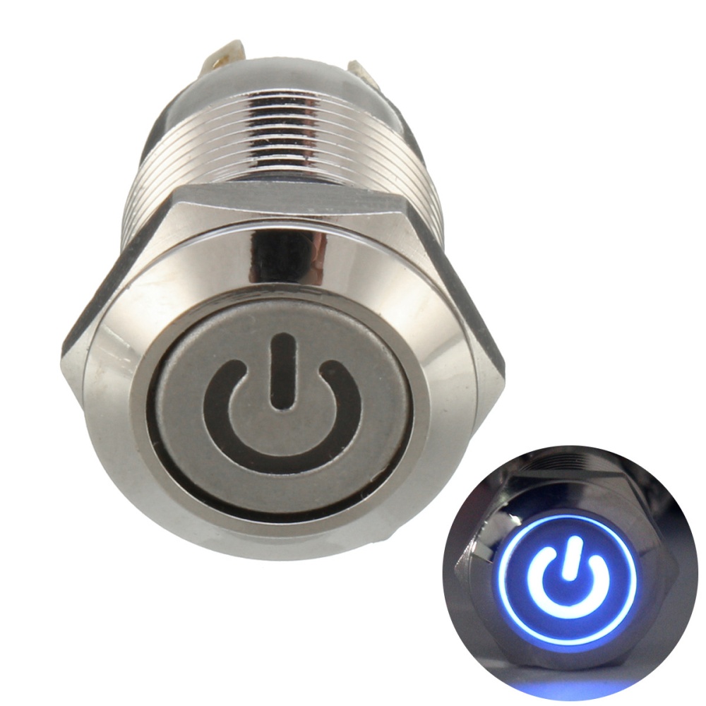 【TrendGlobe】12mm 4 Pins Metal LED On/Off Push Button Switch Momentary ...