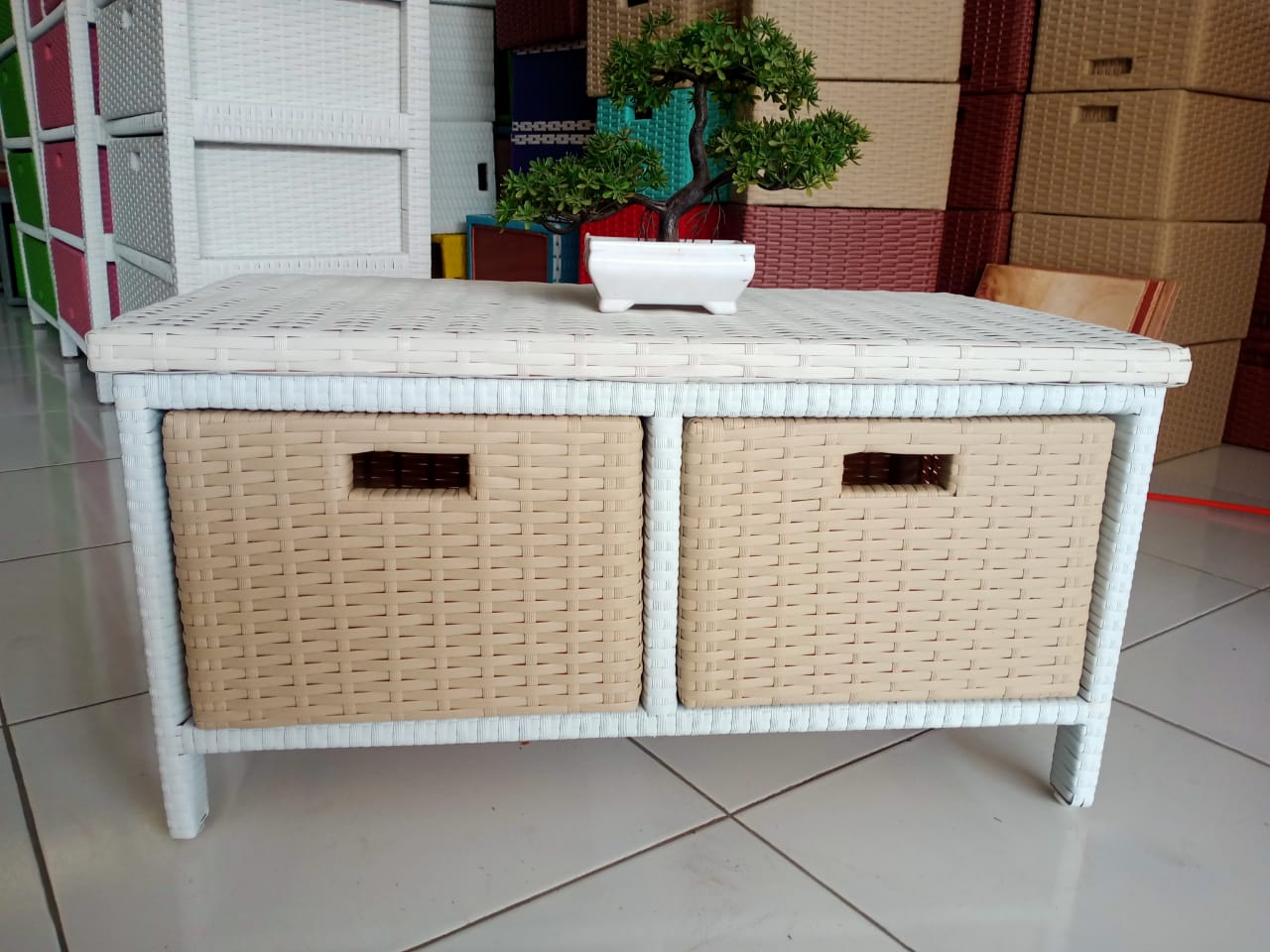 meja rak tv laci serbaguna Lemari rotan sintetis laci 2 mini. meja laci ...