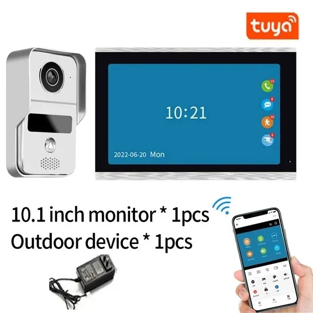TUYA 10 Inch WiFi Video Intercom TUYA Smart Home APP Wireless Video ...