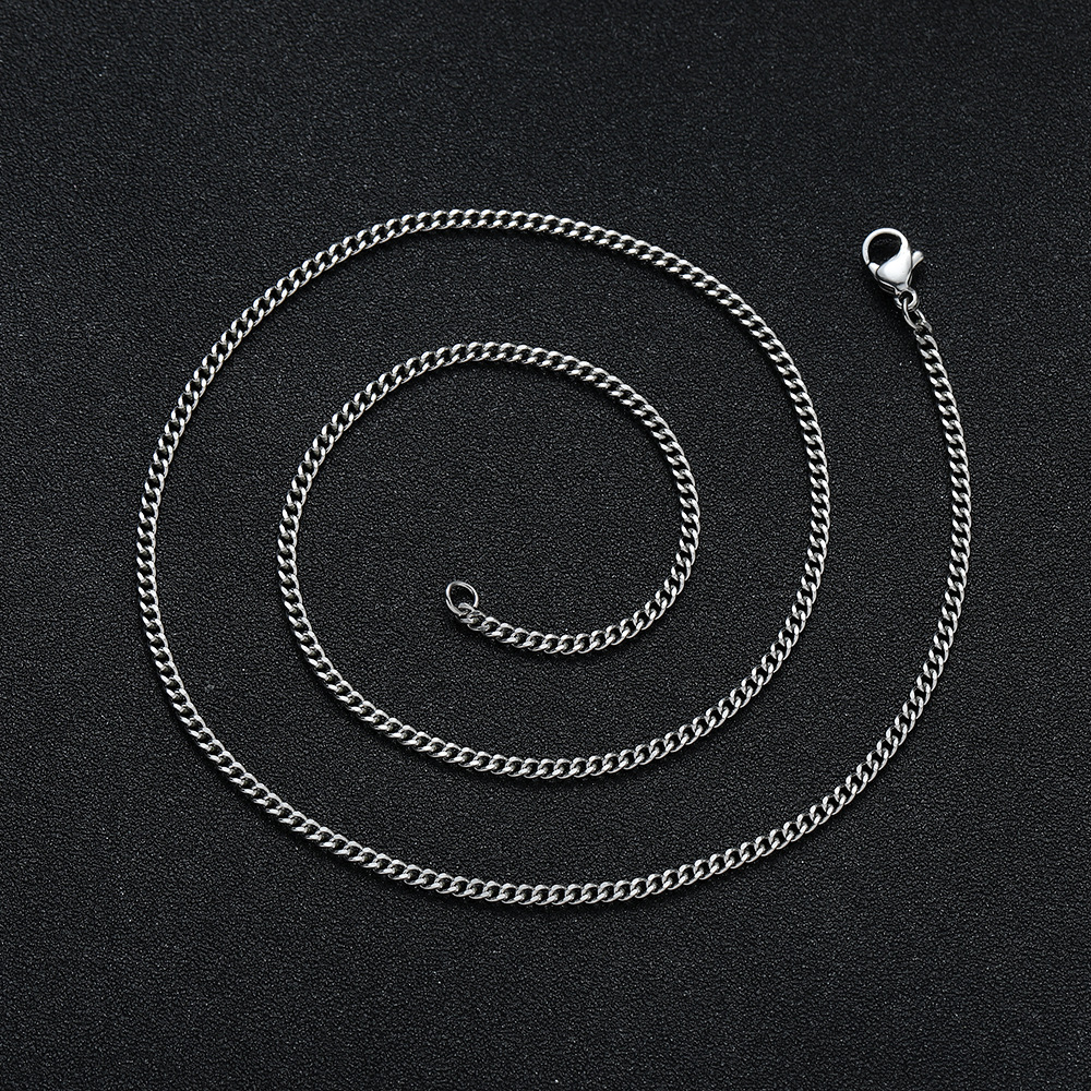 2mm2 face ground Cuban necklace lobster clasp wide matching chain men's ...