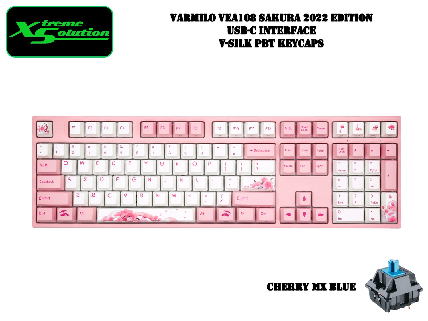 Varmilo VEA108 Sakura R2 2022 Edition Wired Mechanical Keyboard - USB-C ...