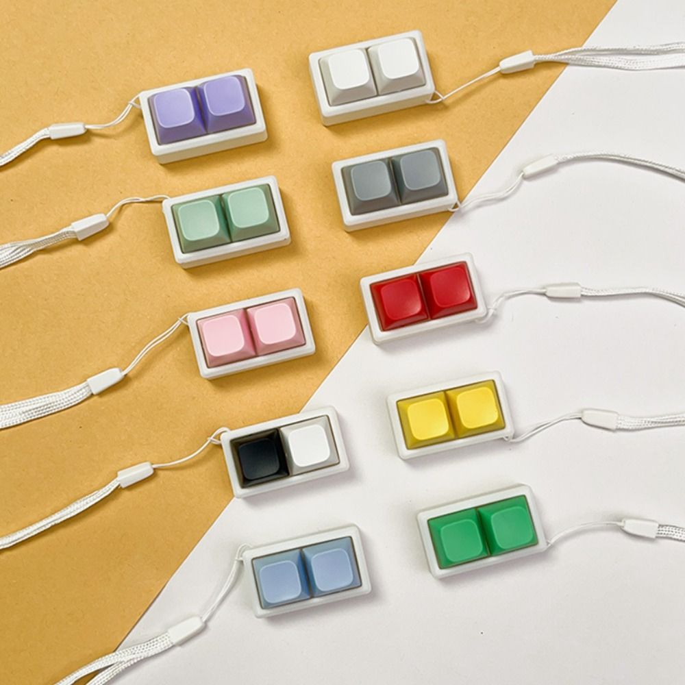 Creative 2 Keys Keyboard Keychain DIY Stress Relief Button Keycap Pass ...