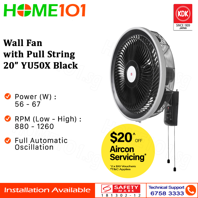 KDK Industrial Wall Fan with On/Off Pull Switch 50cm YU50X | Lazada ...