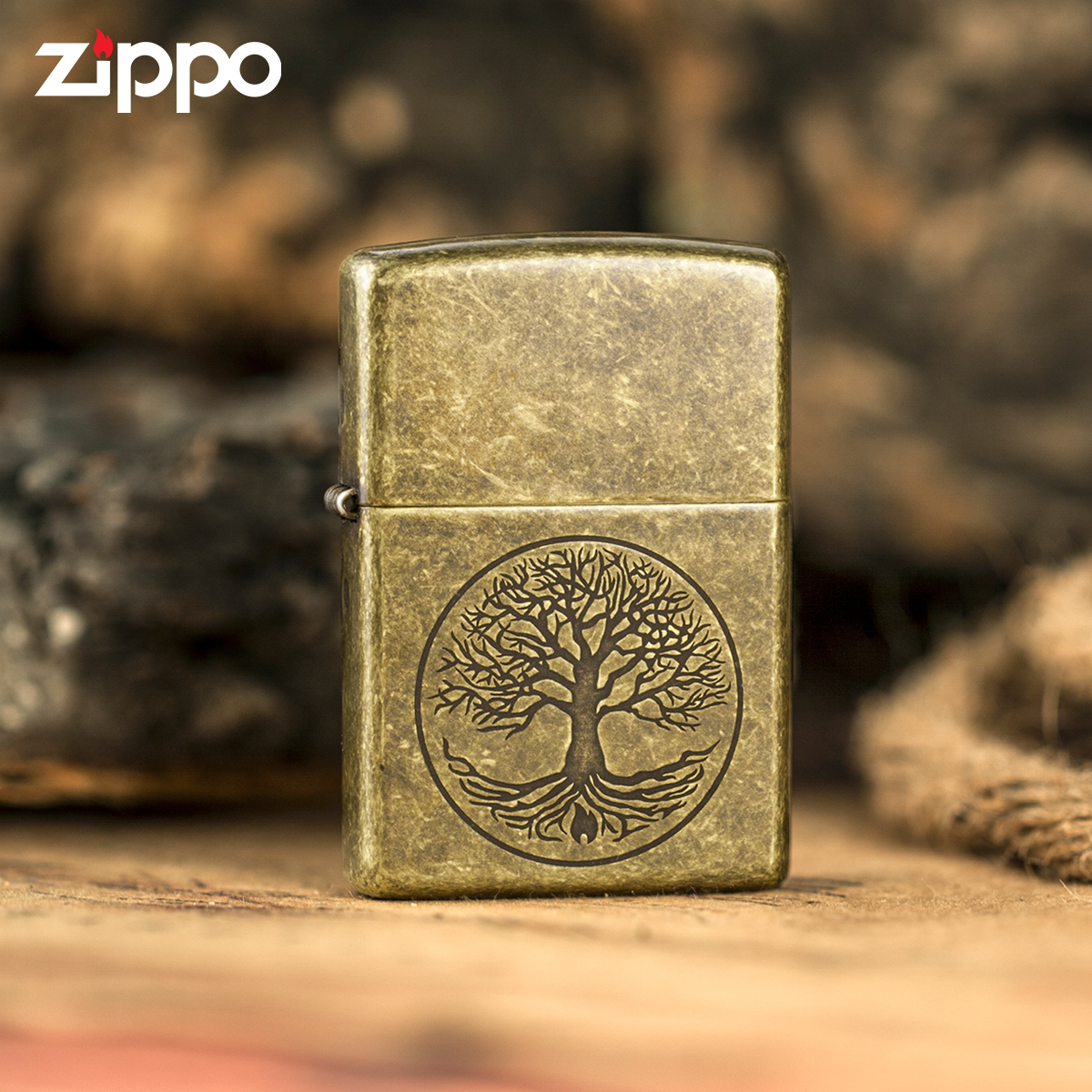 Zippo Tree of Life Design Antique Brass Pocket Lighter | Zippo 29149 ...
