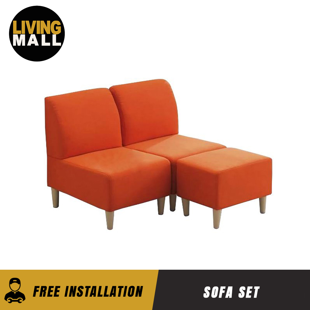 Living Mall Elson Series Fabric and Faux Leather Small Sofa Set with ...