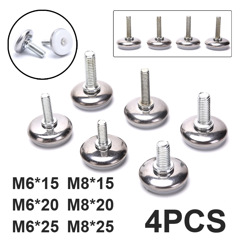 4PCS M6 M8 15/20/25mm Adjustable Steel Furniture Legs Anti-slip Base Table JINBING | Daraz.pk
