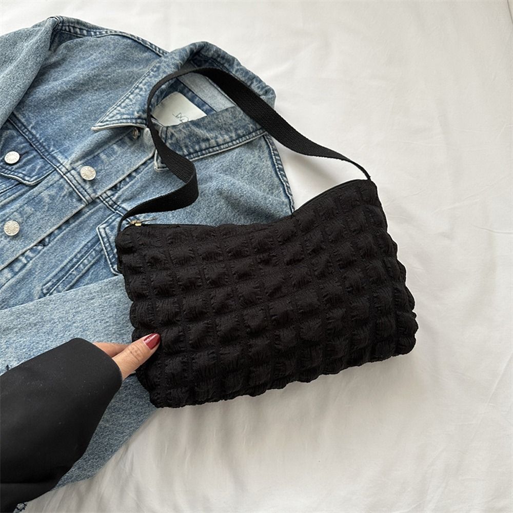 GDGDG ผ้าใบกระเป๋าสะพายไหล่ฟองพับจีบกระเป๋าแบบหนีบแขนเมฆพกพาได้ด้วยความ ...