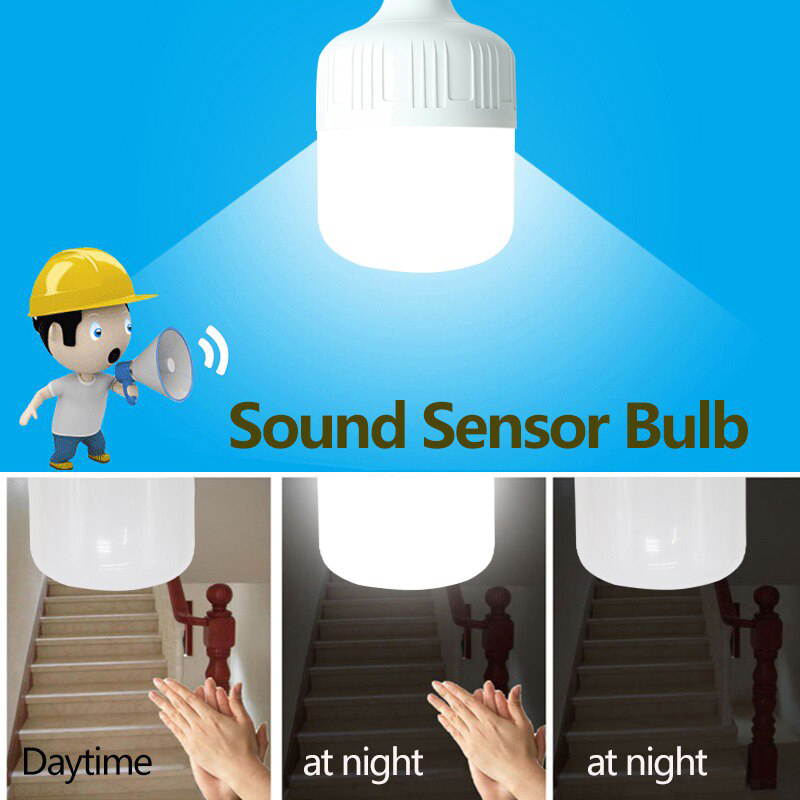 LED Bulbs Sound Motion Sensor Auto On/Off Light AC 220V E27 Cold White ...
