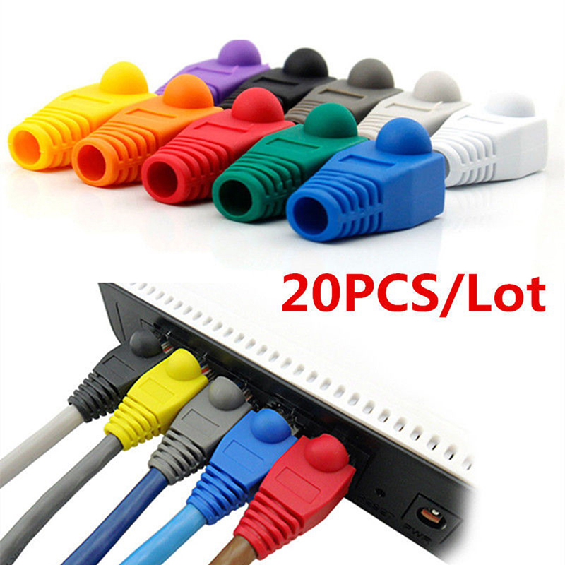 20Pcs RJ45 8P8C Network Cable Connector Adapter Cover Cap / Boot for ...