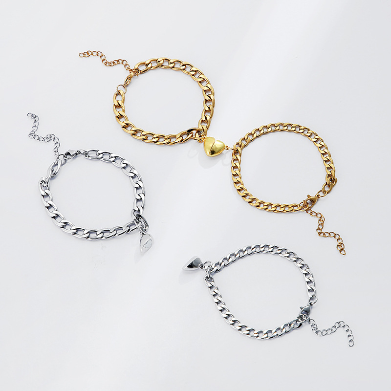 JWER 2Pcs/set Magnet Couple Bracelets Heart Attraction Bracelet ...