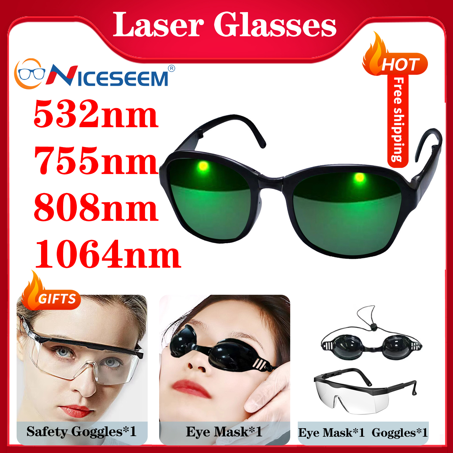 Safety Sunglasses Infrared Light X-Ray Protection Glasses 532nm 1064nm ...
