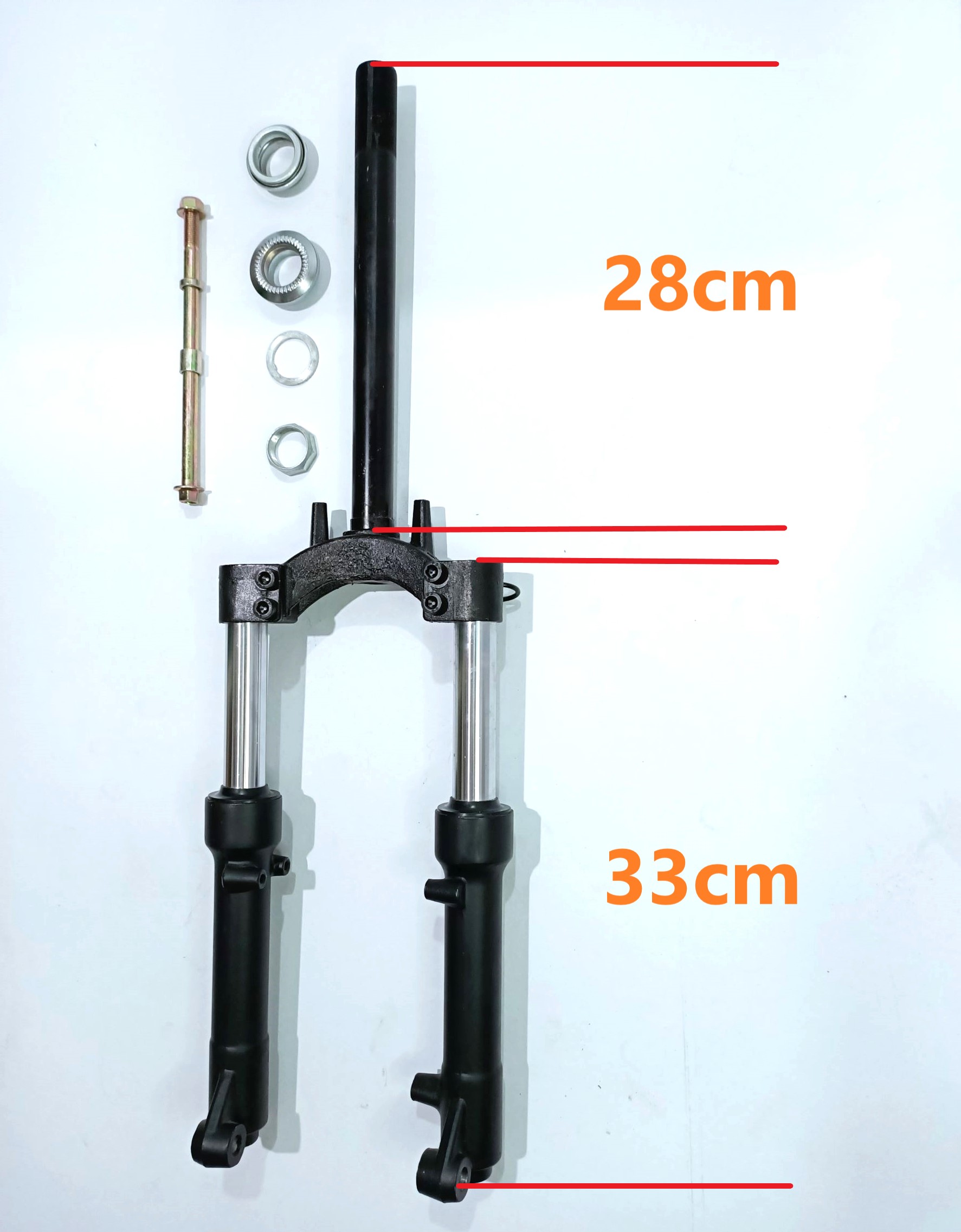 E-bike front fork with complete accessories, headset bearing and axle ...