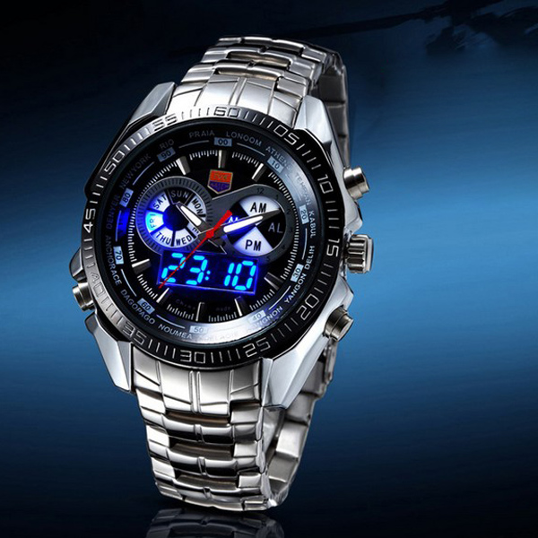 TVG 468 New Men 3 Dial LED Display Analog-Digital Military Wrist Watch ...