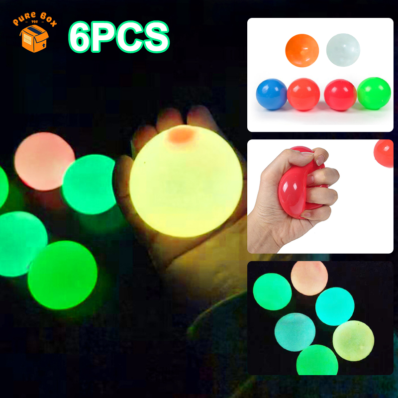 【EcoDealsq】65mm Anti Stress Luminous Sticky Balls Squishy Glowing ...