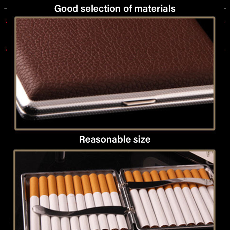 Leather Cigar Cigarette Tobacco Case Holder Pocket Box Storage For 20 ...