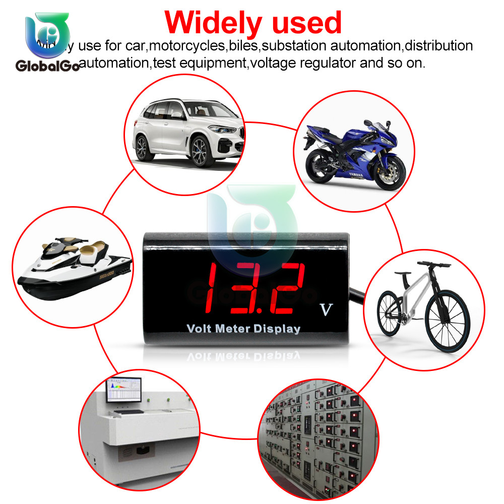 【BeyondShop】0.56" DC3-18V IPX6 Waterproof Voltmeter Car Motorcycle Bike ...