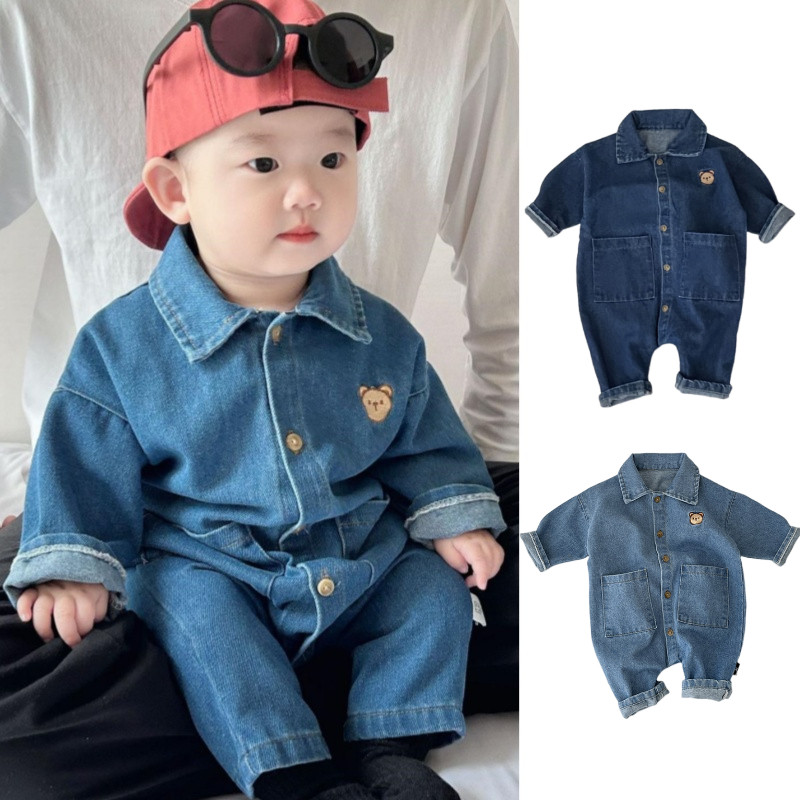 Baby Romper Clothes Autumn Long Sleeves Jumpsuits Baby Boys Girls Jeans Bodysuits 0-2 Years ...