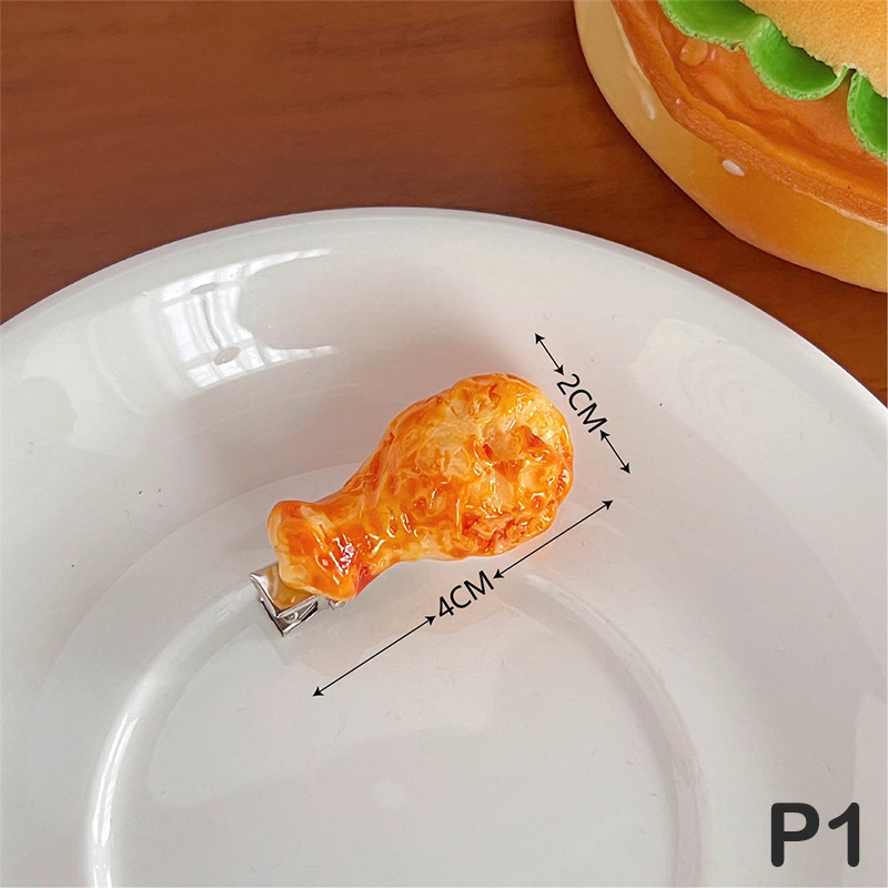 1PC Funny Roasted Chicken Legs Hairpin Crispy Wings French Fries Hair ...