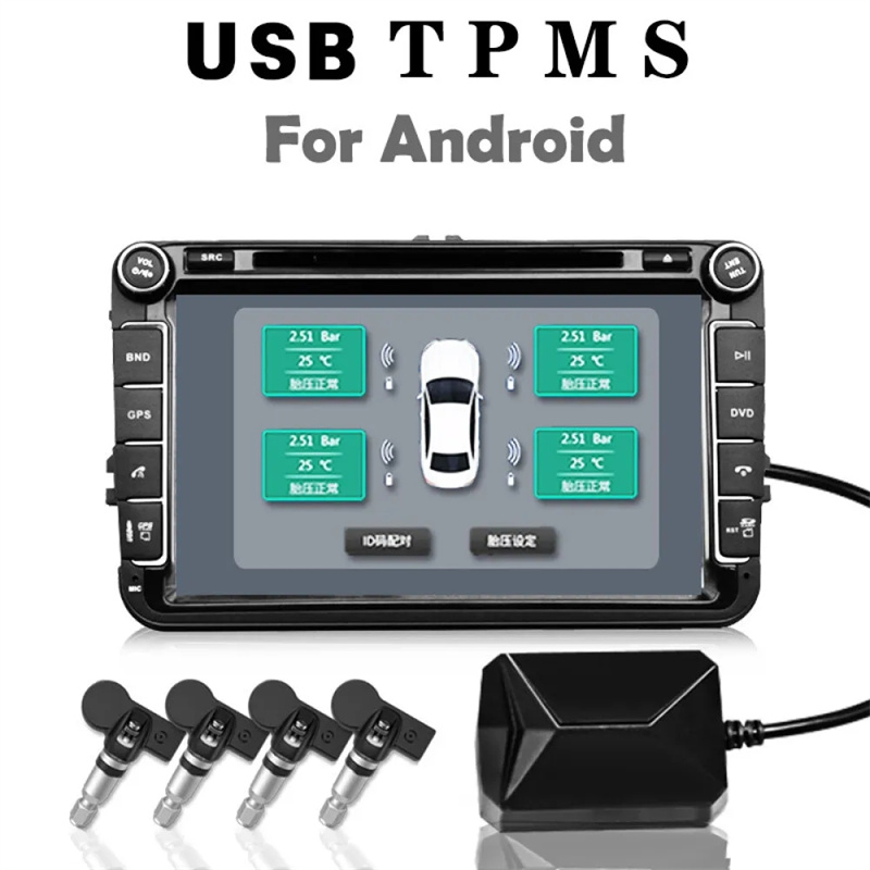 USB Android TPMS Tire Pressure Monitoring System Display Alarm System Internal External 4 ...