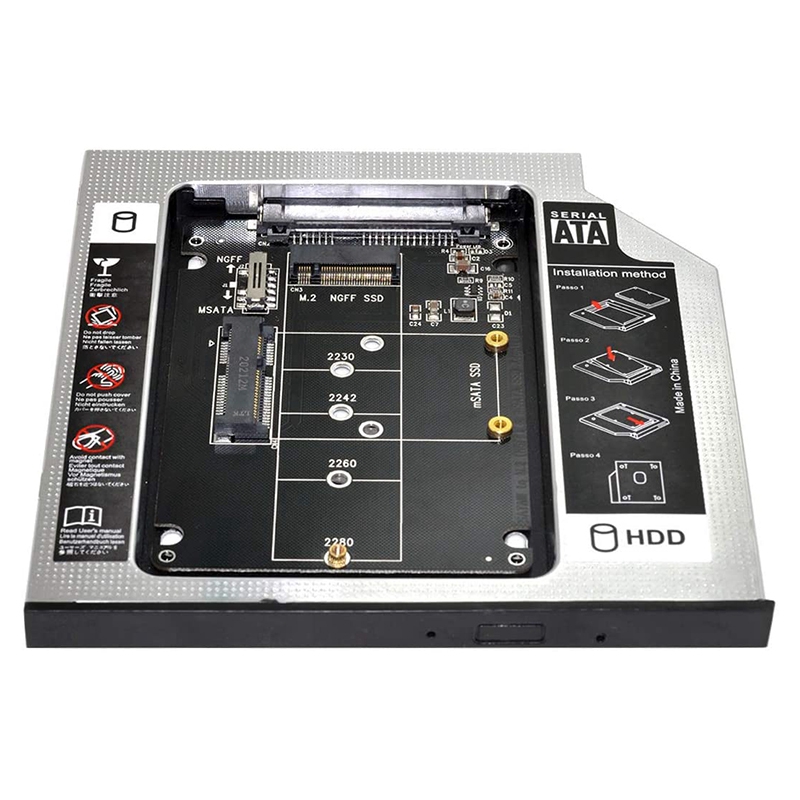 MSATA NGFF B/M-Key SSD to Slimline SATA 13Pin Caddy Case for 9.5mm ...