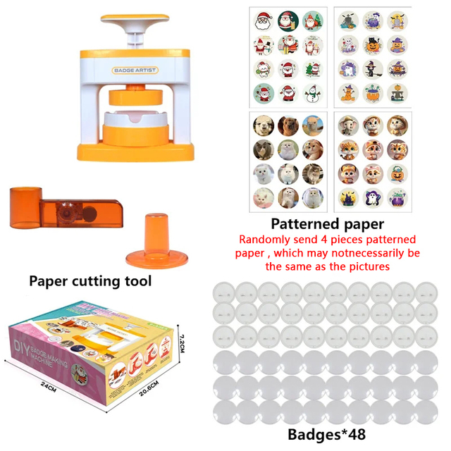 【The Quiet Page】Tinplate Chest Badge Machine Multi Size Equipment Card ...
