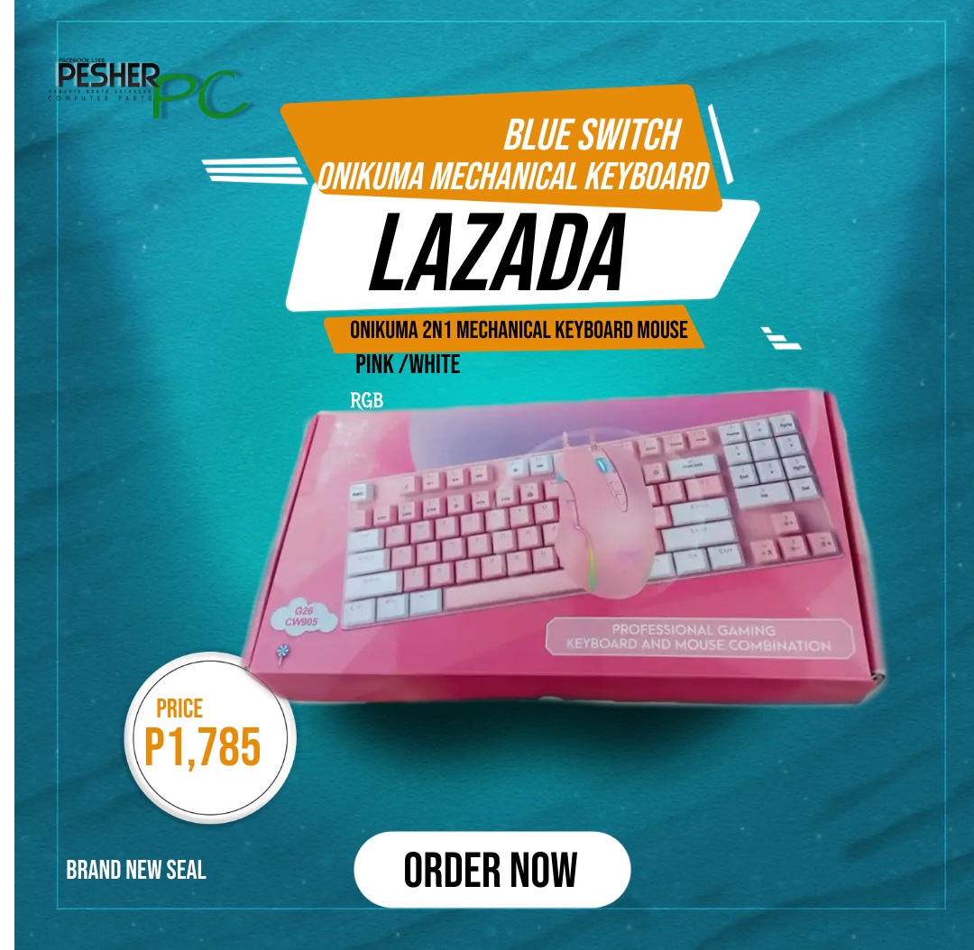 Onikuma G26+CW905 2N1 Pink Gaming Mechanical Keyboard with Mouse ...