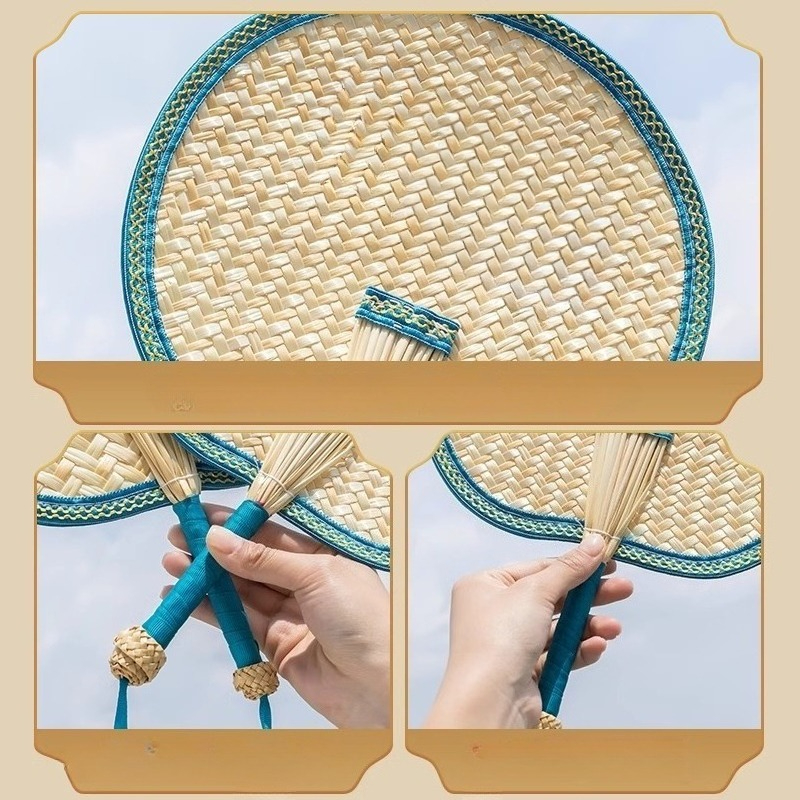 Hand-woven Old-fashioned Large Palm-leaf Fan Home Children's Hand-crank ...