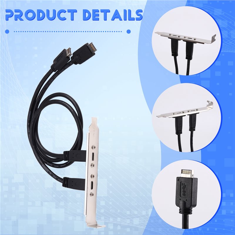 TYPE-E Baffle Cable USB 3.2 Front Panel Header 50cm Extension Wire ...