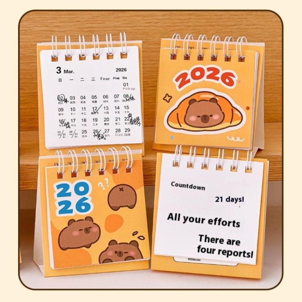Cute Mini 2026 Desk Calendar Portable Cartoon Capybara Mini Desk ...