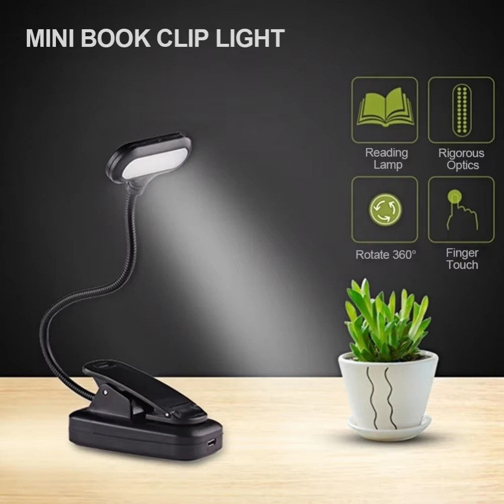 Portable Adjustable LED Book Light Flexible Eye Protection Clip-On Lamp ...