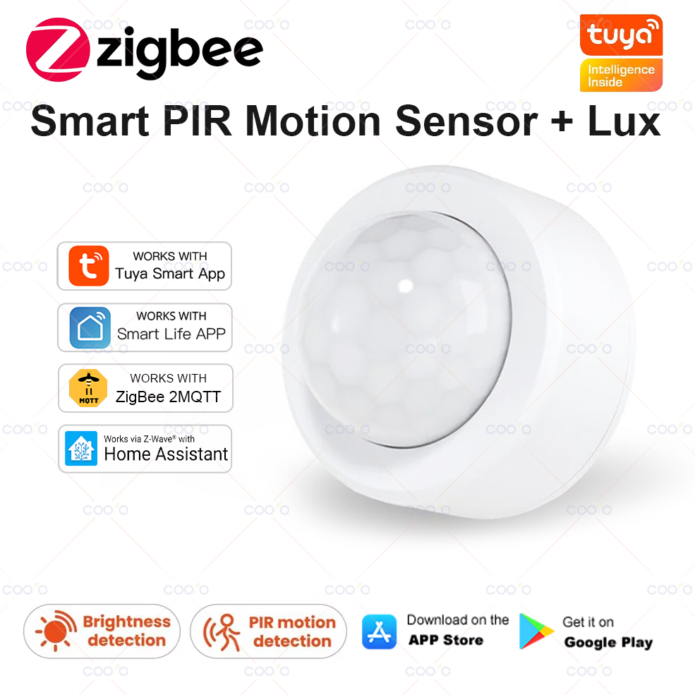 Tuya 2 in 1 Zigbee Mini Motion + Bright Lux Passive Security Burglar ...