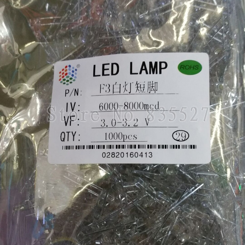 【GlobalTrendz】1000pcs / lot white m round LED lamp beads white super ...