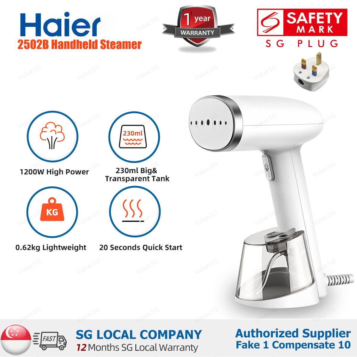Haier GW2502B Handheld Garment Steamer/ 1200W High Power/ 250ml Big ...