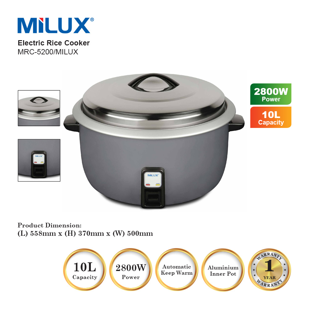 MILUX 10L Electric Commercial Rice Cooker | MRC-5200 | Lazada