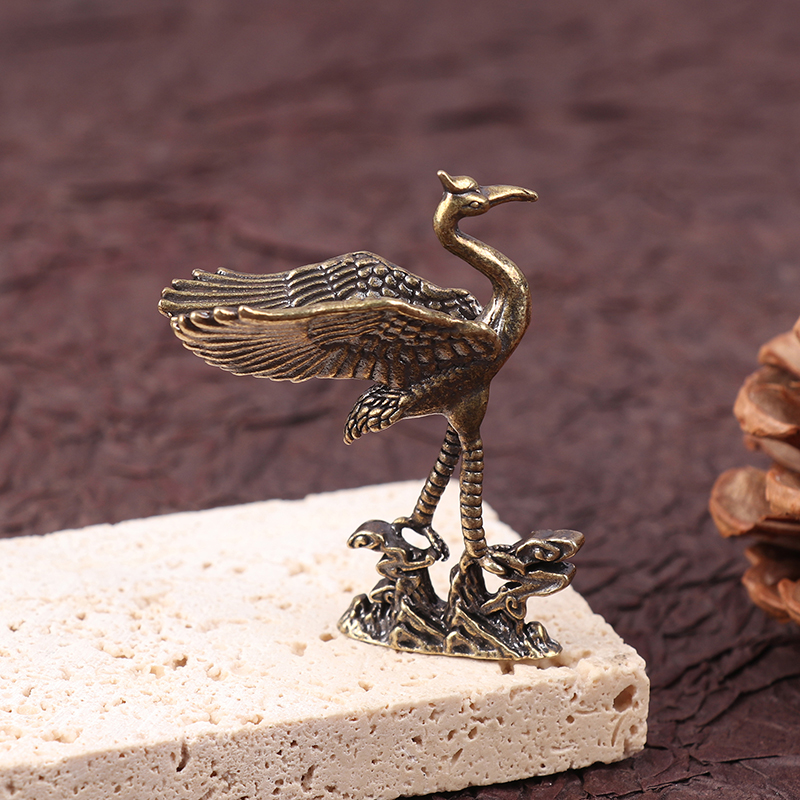 Antique Brass Eagle Crane Statue Small Ornaments Vintage Brass Animal ...