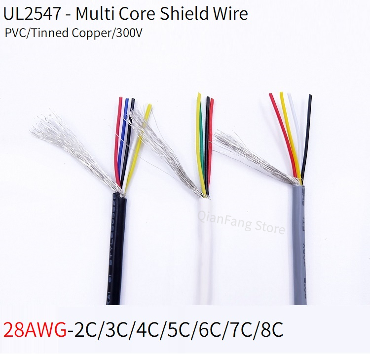Shielded Wire 28AWG Cable 2 3 4 5 6 7 8 Core PVC Insulated Channel ...