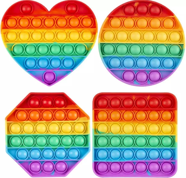 Pack of 4 Popit Dino Bubble Fidget Toys Sensory Stress Reliever for ...